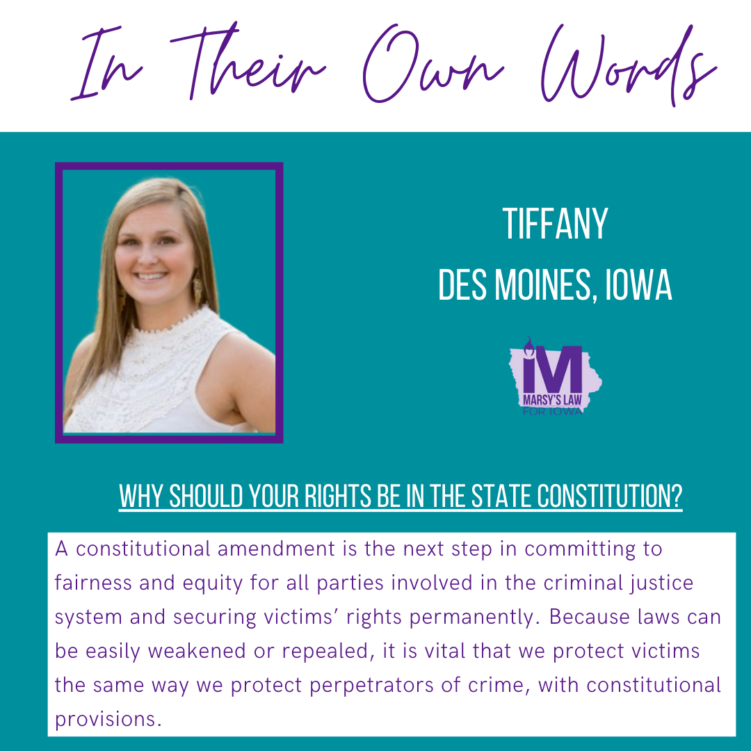 In Their Own Words - Tiffany - Marsy's Law for Iowa